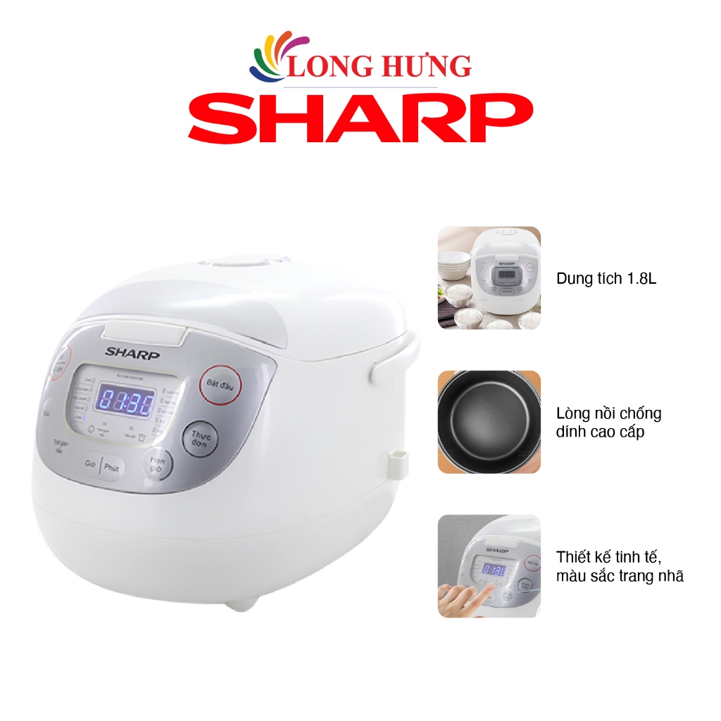 Nồi cơm điện tử Sharp 1.8 lít KS-COM195HV-WH - Hàng chính hãng | Shopee ...