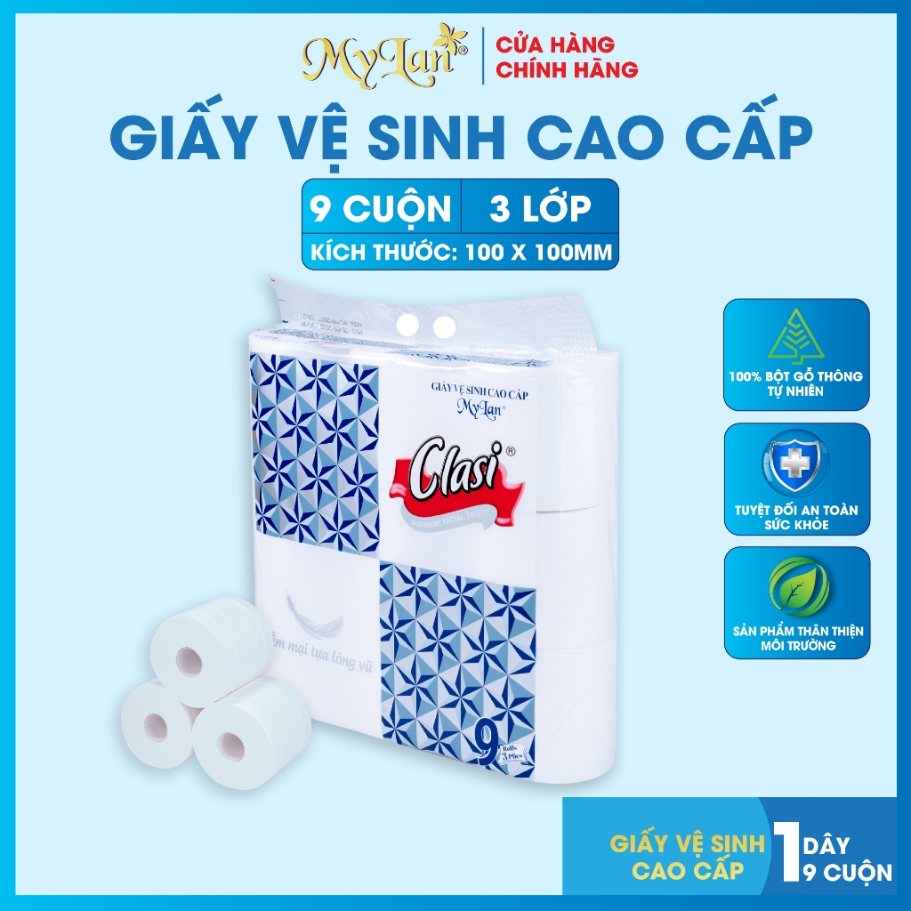 DÂY 9 CUỘN, Giấy Vệ Sinh Mylan kim cương 3 lớp | Shopee Việt Nam