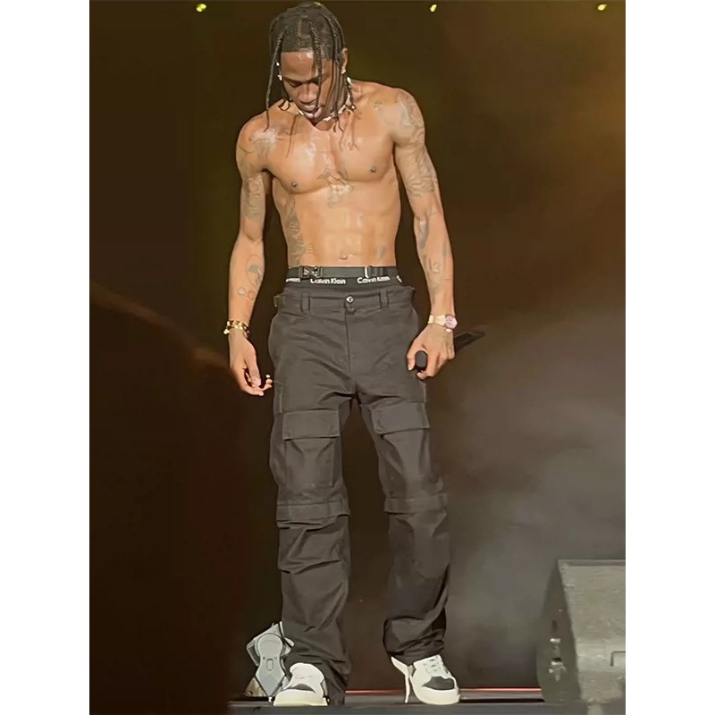 Quần Cargo Pants Travis Scott Túi Hộp Kaki Full Black | Shopee Việt Nam