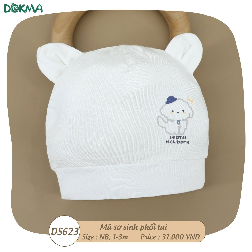 Mũ sơ sinh bo phối tai Dokma DS623 chất sợi tre mềm mát co giãn thoải ...