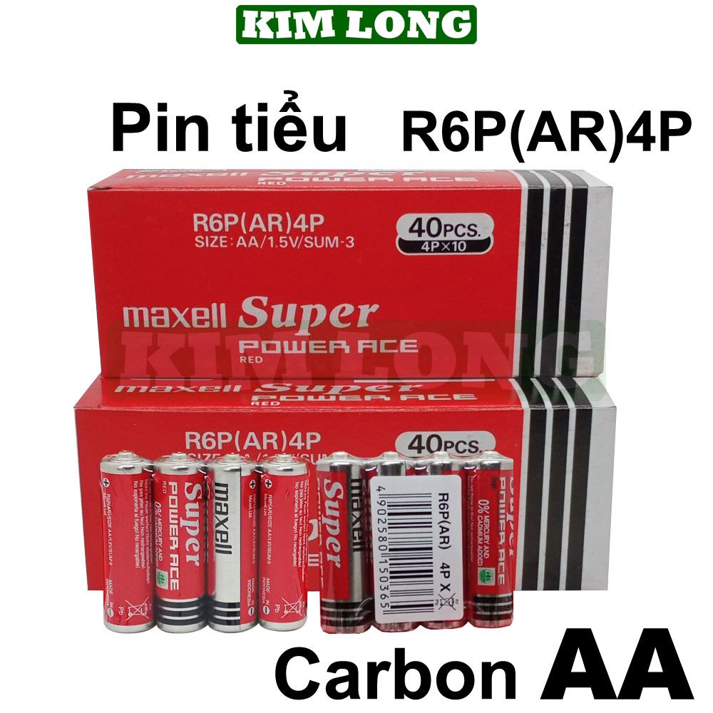 Hộp 40 viên / 60 viên pin AA maxell R6P(AR)4P,pin tiểu hàng chính hãng SealPower R6PSU/2S ...