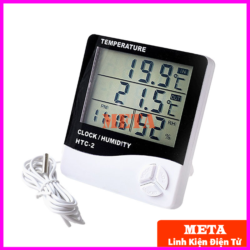 Nhiệt ẩm kế điện tử LCD HTC2, HTC-2 có đầu dò độ chính xác cao đo nhiệt độ, độ ẩm, đồng hồ báo ...