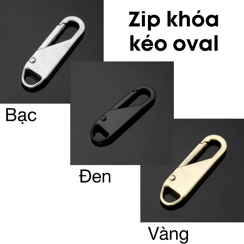 Móc khóa zip kéo Đầu dây khóa kéo kim loại đồng đen thay thế cho balo ...