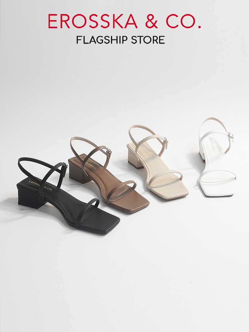 Erosska - Giày sandal cao gót nữ hở mũi quai mảnh gót vuông cao 4cm màu ...