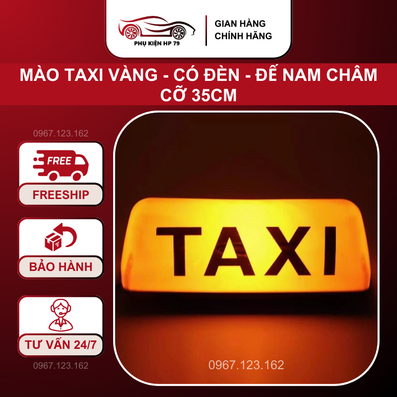 Mào taxi vàng - có đèn - đế nam châm cỡ 35cm | Shopee Việt Nam