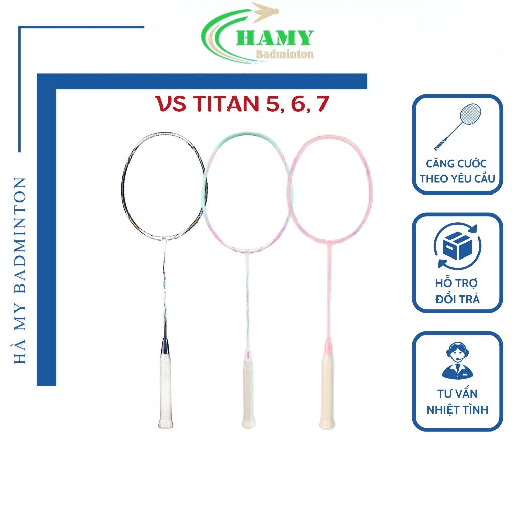 Vợt Cầu Lông VS Titan 7, Titan 5, Titan 6 Chính Hãng Tặng Kèm Cuốn Cán ...
