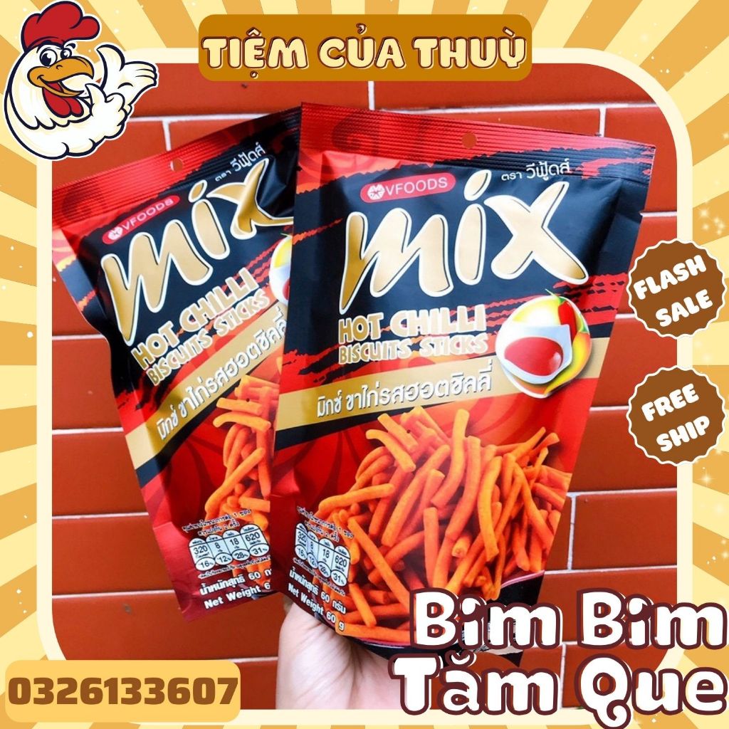Snack Bim Bim MIX ,Tăm MIX Vị Đùi Gà Nướng; Thịt Xông Khói; Trứng muối ...