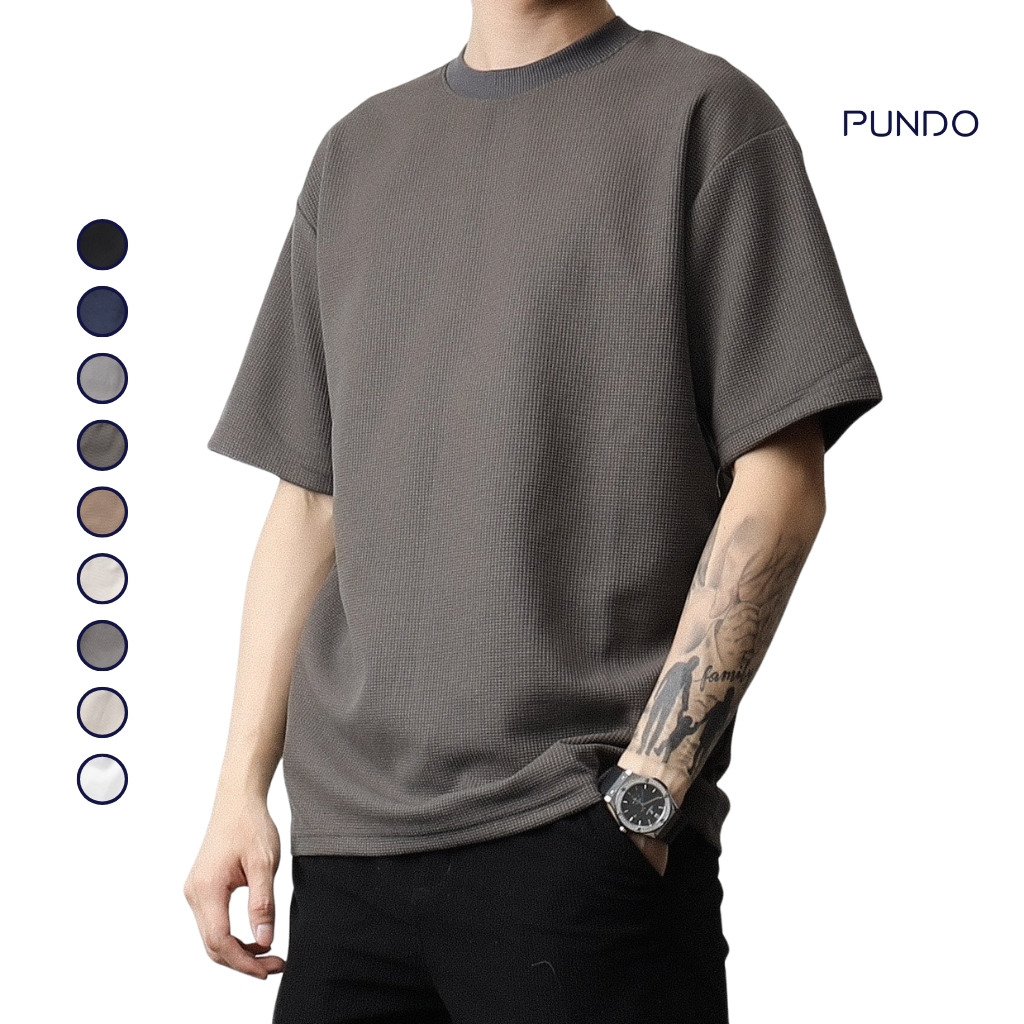 Áo thun oversize nam nữ cao cấp vải waffle hàng hiệu form rộng - PUNDO ...