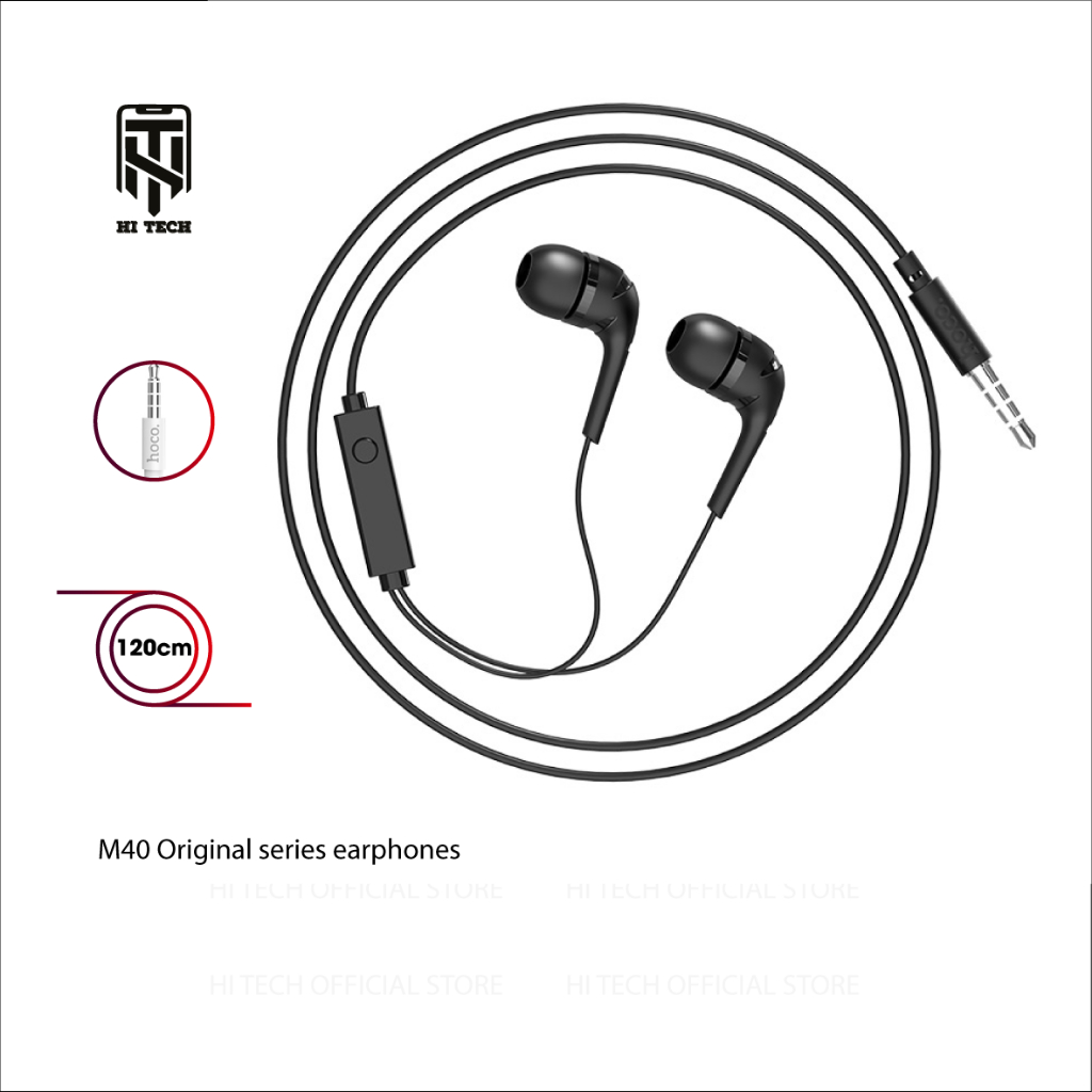 Tai nghe nhét tai Hoco M40 kèm Mic thoại Dây TPE đàn hồi Jack 3.5mm cho ...