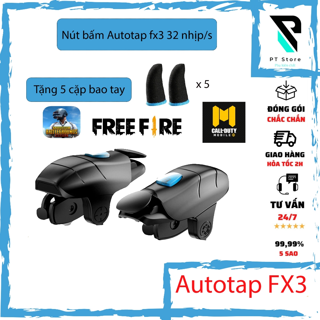 Nút bấm chơi game FX3 auto táp 32 nhịp/s bắn Pubg Mobile Free Fire 4 ...