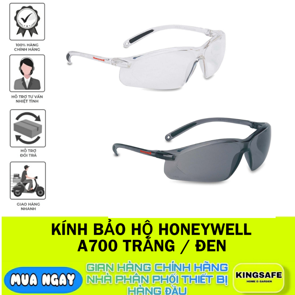 KÍNH BẢO HỘ HONEYWELL CHÍNH HÃNG A700 TRẮNG / ĐEN , CHỐNG BỤI , TIA UV ( 1 CÁI ) | Shopee Việt Nam