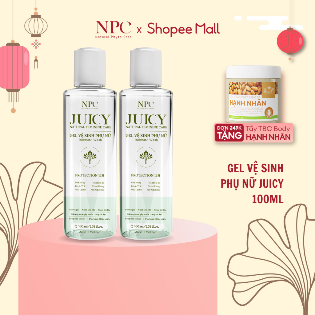 [DEAL HỜI HƠN 20.10] COMBO 2 chai dung dịch vệ sinh phụ nữ NPC Juicy chai 100ml tinh chất trầu ...