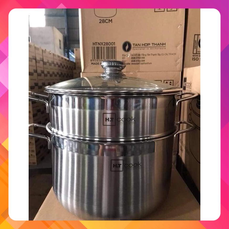 Bộ Nồi Xửng Hấp Inox HT Cook Size 30cm Bộ Nồi 2 Tầng Vung Kính Dày Đẹp ...