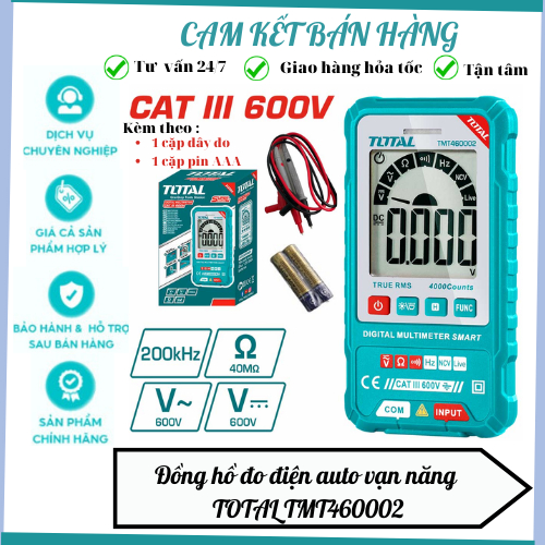 Đồng hồ đo điện vạn năng đo AC DC Total TMT460002 4000 số đếm, kìm đo ...