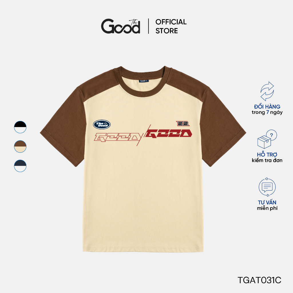 Áo Thun THE GOOD "GOOD // GOOD", Áo Phông, Áo Unisex Chất Cotton Co Giãn Cổ Tròn Tay phối giả ...
