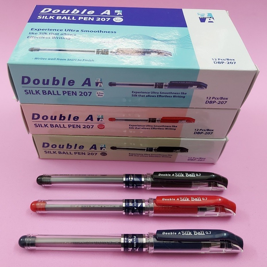 Hộp 12 cây bút Double A TriTouch Ball Pen 0.7mm, Màu sắc: Xanh, Đen, Đỏ ...