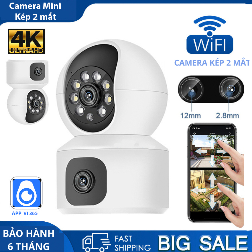Camera VI 365 2 Mắt QC08 5.0mpx Góc Rộng Chuẩn 2K,camera mini quan sát ...