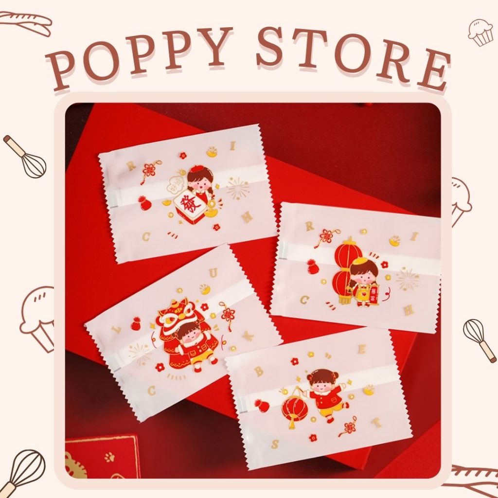 Túi đựng bánh kẹo, cookie, túi hàn miệng, set 50 túi, túi bánh kẹo tết ...