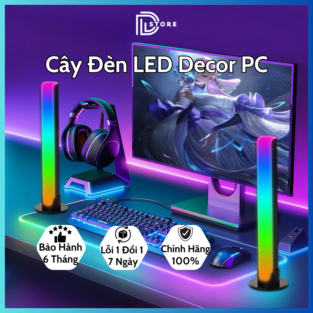 Cây Đèn LED RGB Trang Trí PC & Ô Tô Và Decor Phòng Cực Kì Đẹp Cảm Biến ...