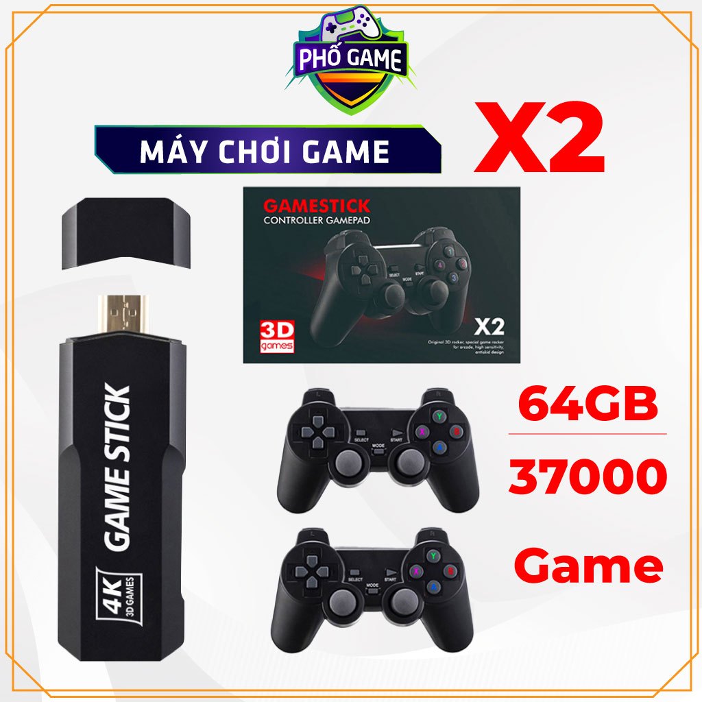 Máy chơi game không dây cầm tay Game Stick 4k Đỏ X2Pr 64GB, 37000+ game ...