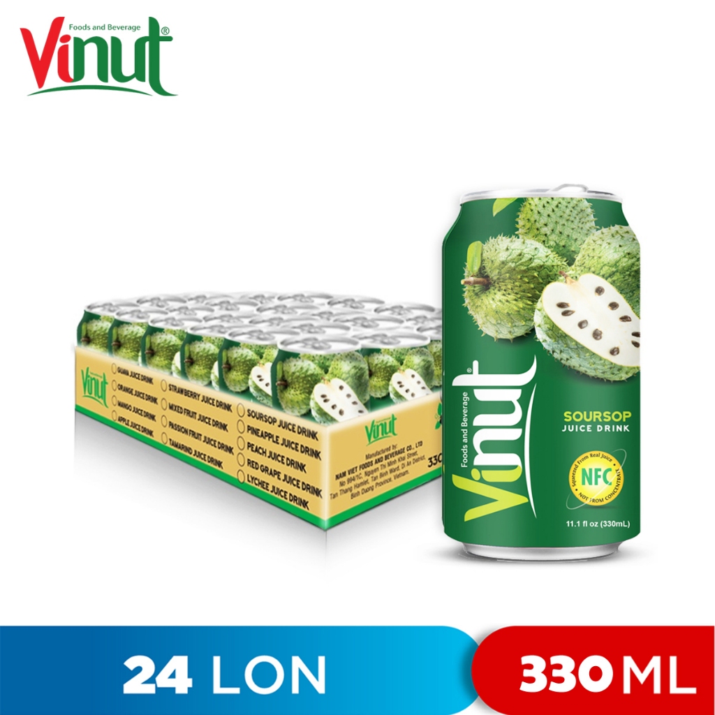 THÙNG 24 LON NƯỚC ÉP MÃNG CẦU SOURSOP JUICE DRINK VINUT 330ML | Shopee Việt Nam