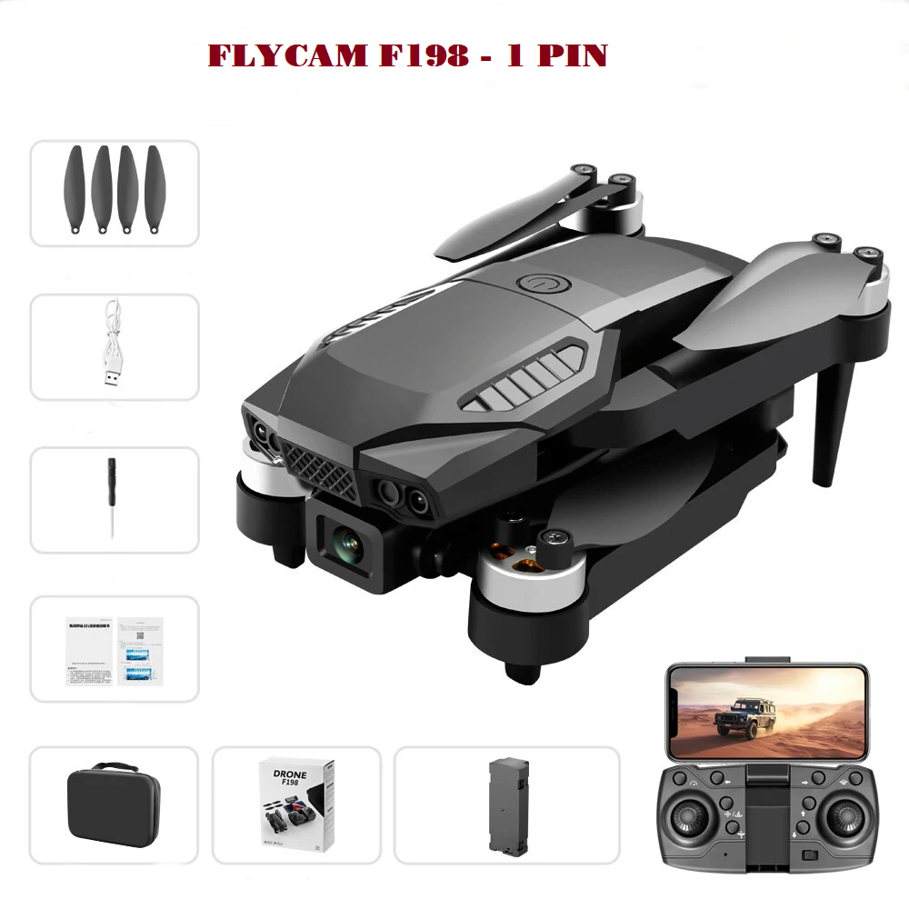 Flycam mini 4k giá rẻ, Drone động cơ không chổi than, Fly Cam F198 Pro ...