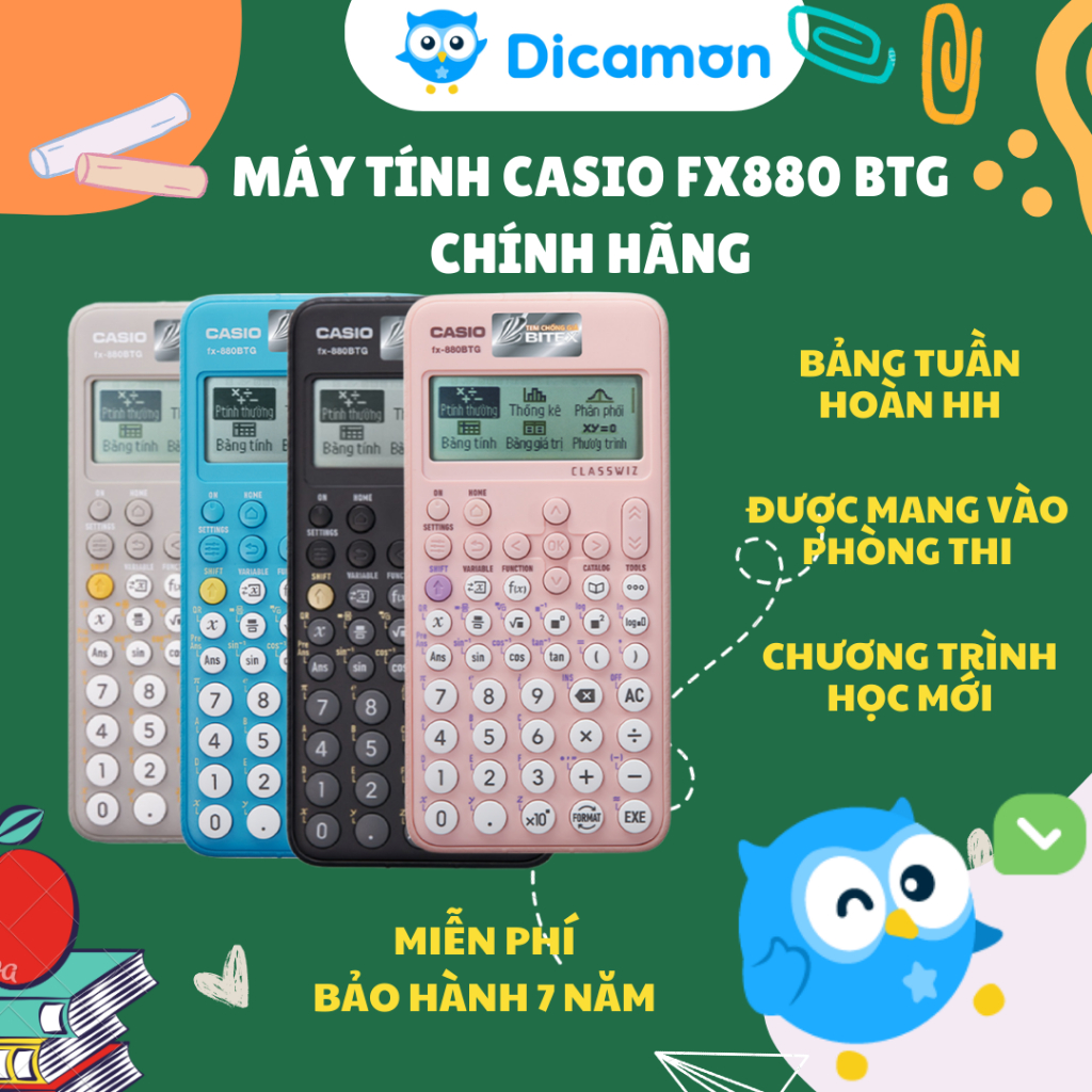 Máy tính Casio FX880 BTG Chính hãng Dicamon, bảo hành 7 năm, 1 đổi 1 ...