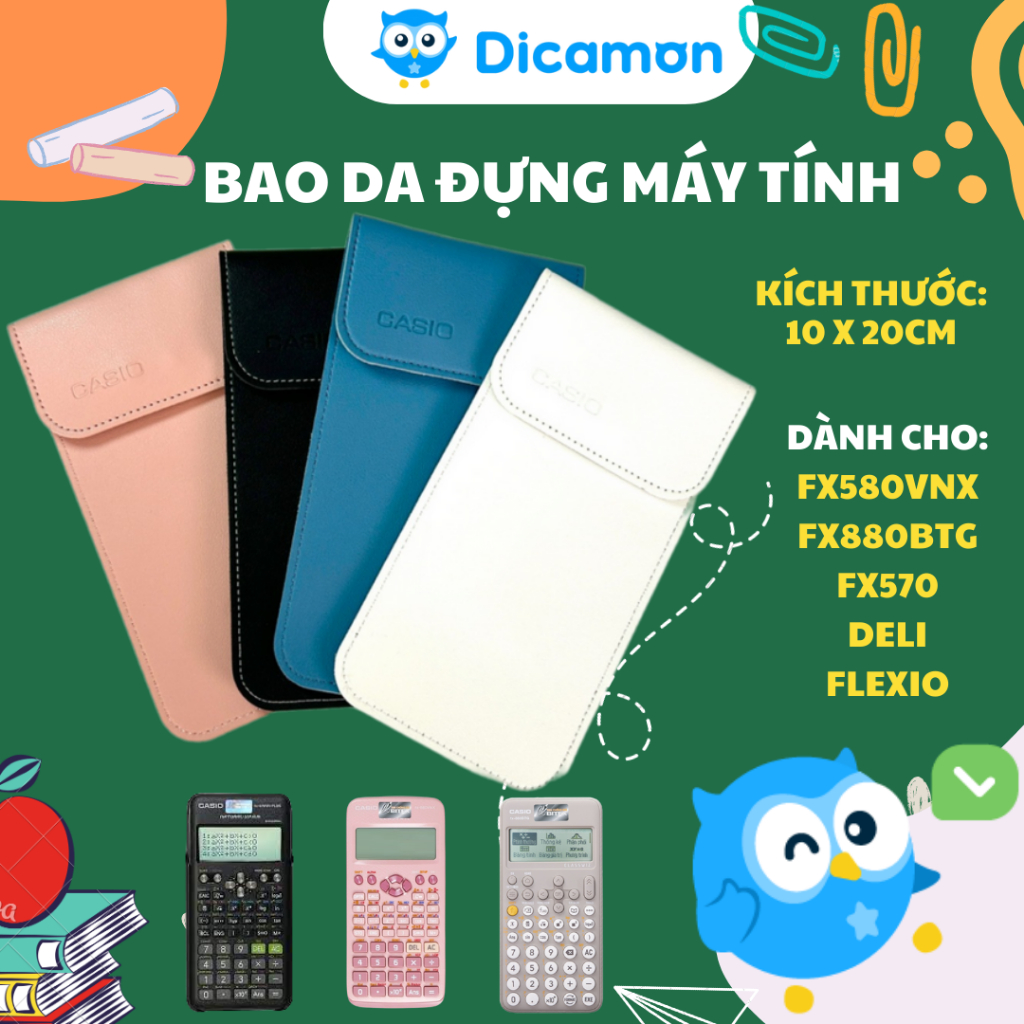 Bao da bảo vệ máy tính cầm tay cho học sinh, bao da máy tính Casio ...