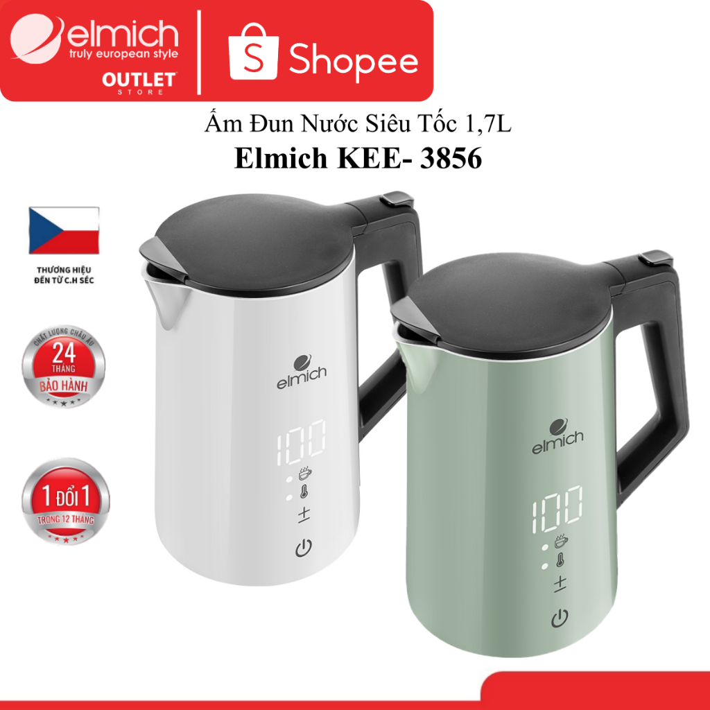 Ấm Siêu Tốc ELMICH EL-3856 (Dung Tích 1.7L, Công Suất 2200W, Màn Hình Led Hiển Thị & Chỉnh Nhiệt ...