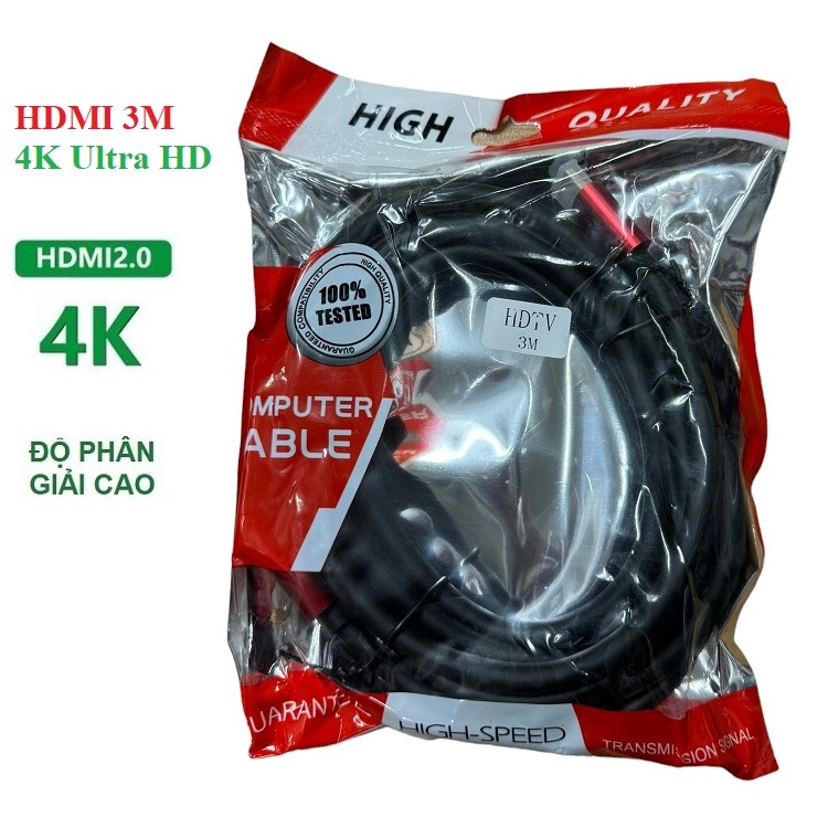 Dây Cáp HDMI 3M - 4K Ultra HD 2.0 (18Gbps, 4K/60hz, 32 Audio channel, HDMI Male To HDMI Male 4K ...