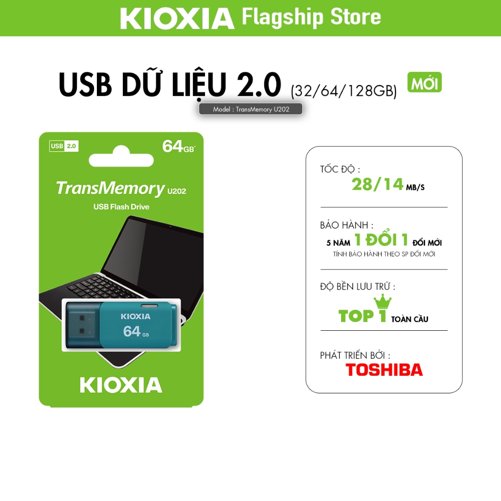 USB dữ liệu KIOXIA USB 3.2 Gen1 Flash Drives [ TransMemory U202 ...