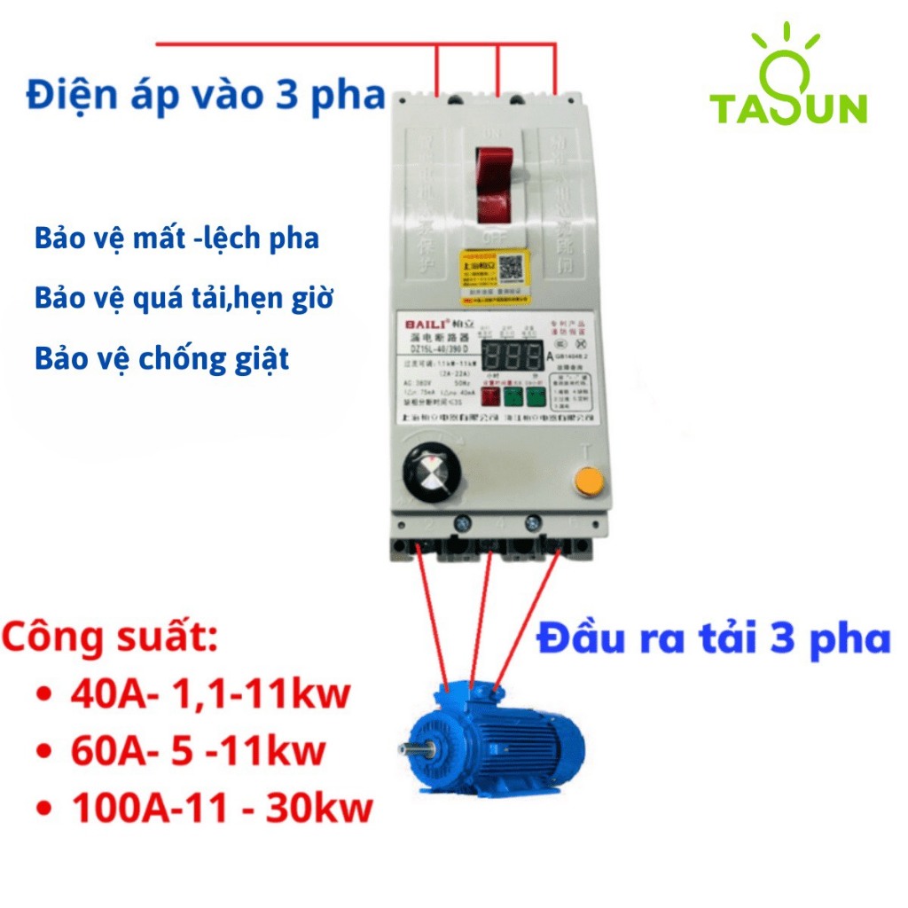 Aptomat Bảo Vệ Mất Pha Hẹn Giờ Chống quá tải,Ngắn mạch Bảo Vệ Mô Tơ 3 Pha Điện Áp 380V | Shopee ...