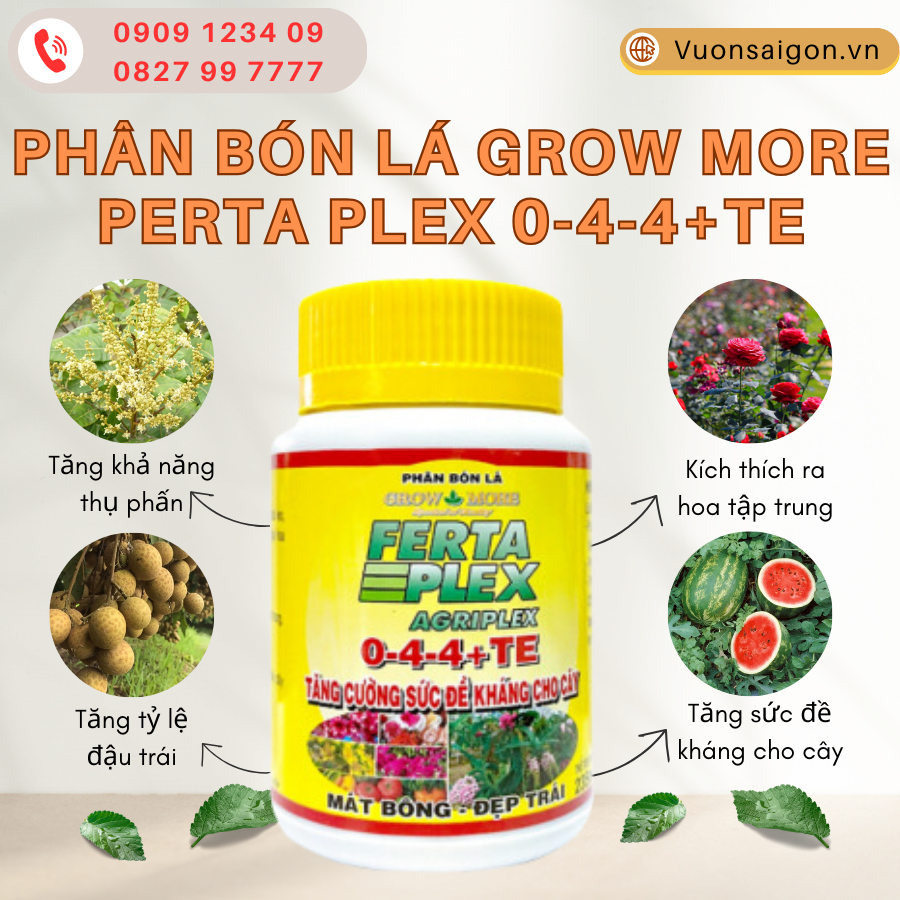 Phân bón lá Grow More Perta Plex 0-4-4+TE (ra hoa tập trung và trái vụ ...