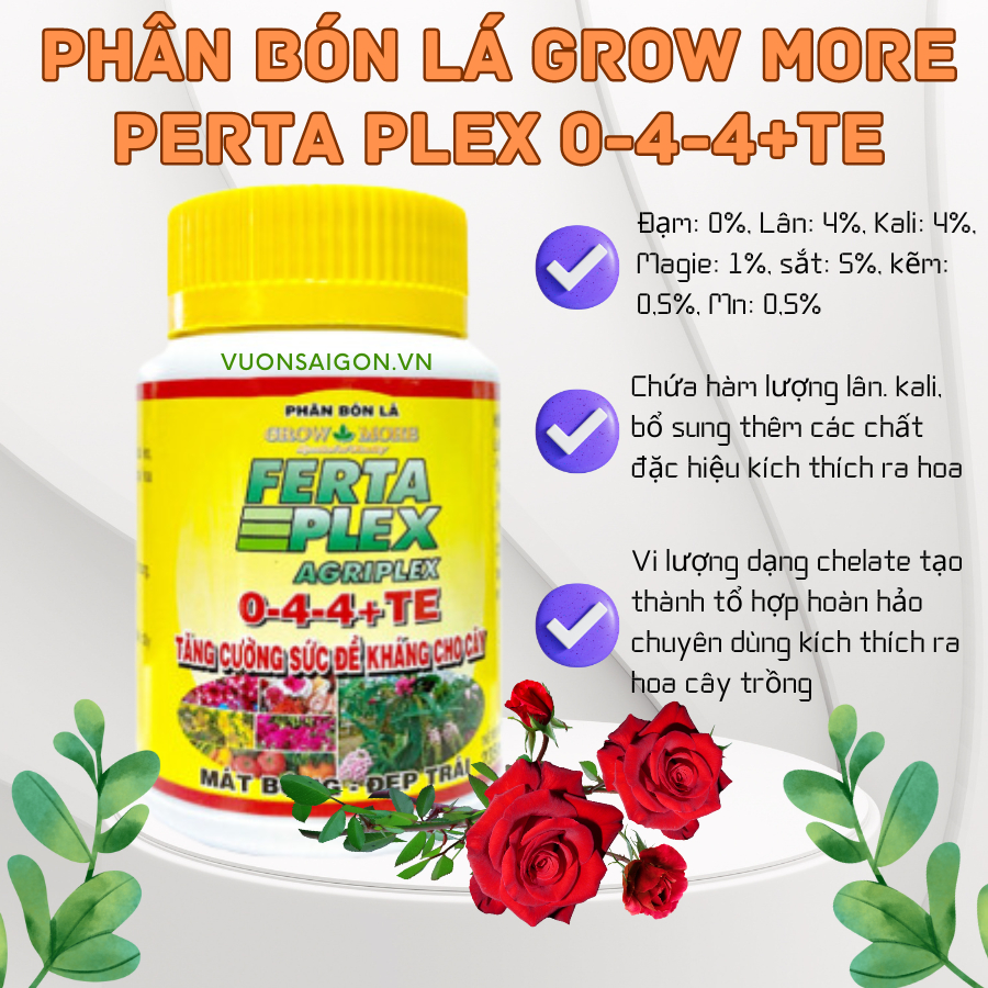 Phân bón lá Grow More Perta Plex 0-4-4+TE (ra hoa tập trung và trái vụ ...