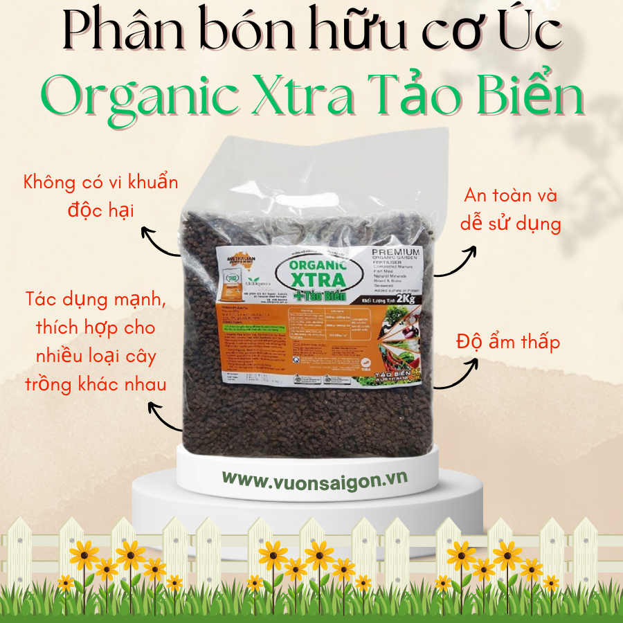 Phân bón hữu cơ Úc Organic Xtra Tảo Biển | Vườn Sài Gòn