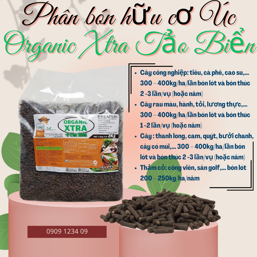 Phân bón hữu cơ Úc Organic Xtra Tảo Biển | Vườn Sài Gòn