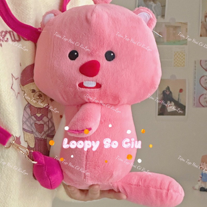 Balo Hình Thú Nhồi Bông Loopy Hải Ly Màu Hồng Siêu Dễ Thương Lovely ...