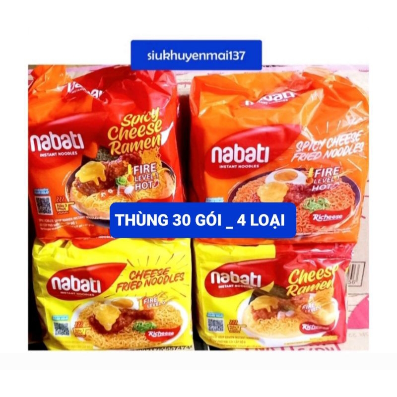 Thùng 30 gói mì NABATI phô mai cay gói 75g, khô /nước hsd :8_2024_ 4 ...