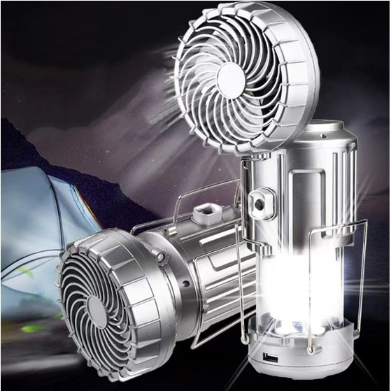 Đèn pin tích điện pin năng lượng mặt trời siêu sáng kèm quạt siêu mát 2 ...