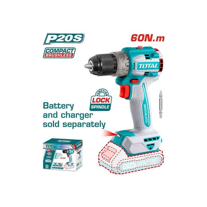 Máy khoan vặn vít dùng pin 20V Total TDLI20602 (2 Pin 2.0Ah & Sạc ...