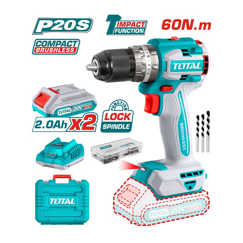 Máy khoan dùng pin 20V Total .TDLI20602 không chổi than.TDLI20602 ...