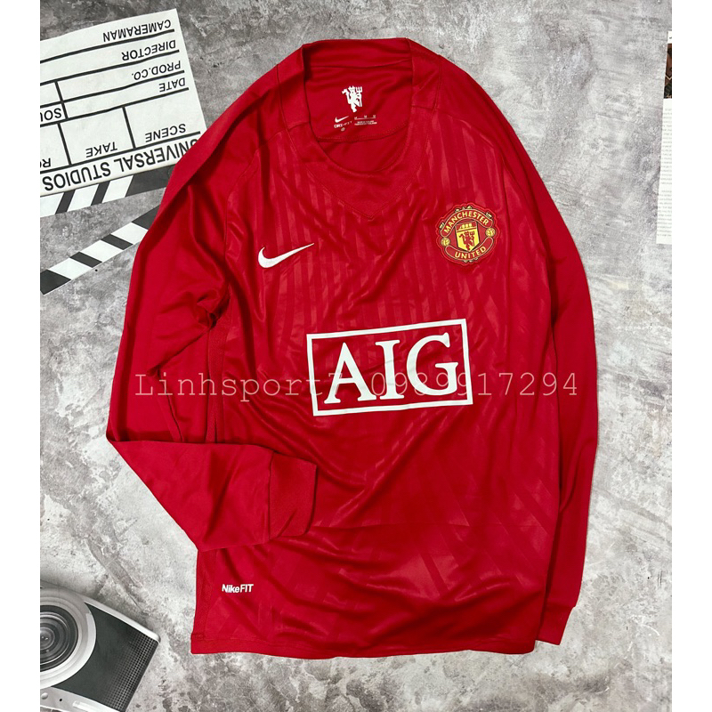 Áo đấu bóng đá clb mu Manchester United AIG 2008 màu đỏ bản fan logo ...