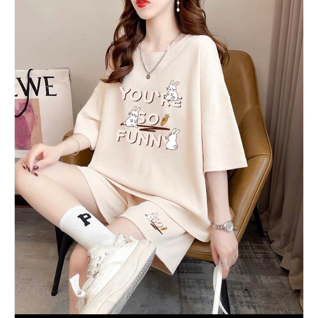 Bộ thun cotton ngắn tay in hình YOU Are SO FUN cho bé gái từ 9-44Kg. Bộ ...