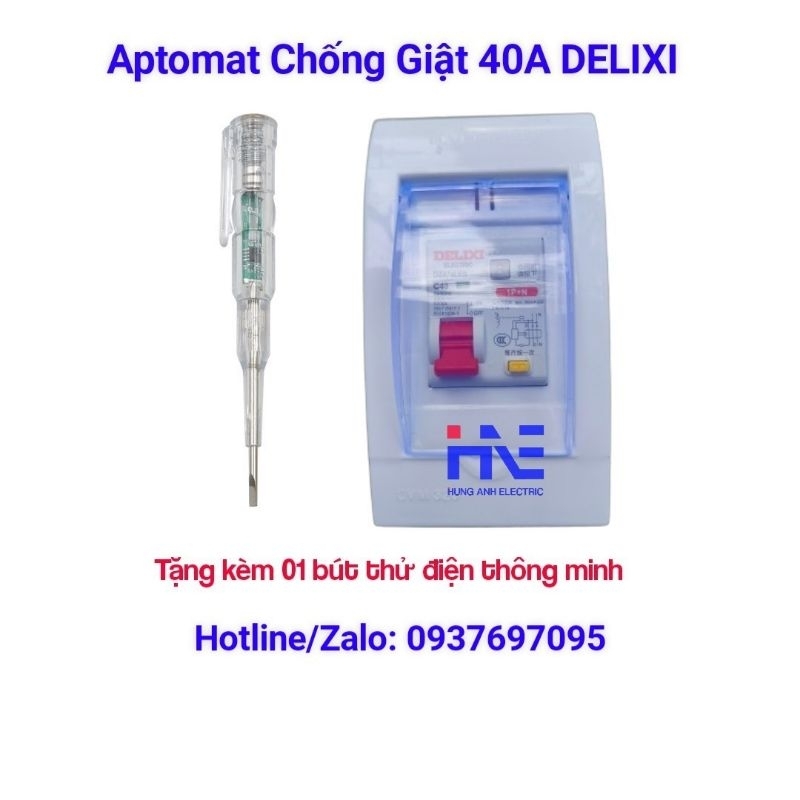CB _ Aptomat 40A RCBO DELIXI chống giật, chống quá tải, chống chập cháy rò điện - Kèm Hộp Đựng ...