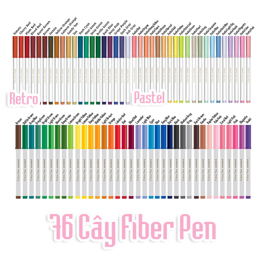 Bút lông màu Fiber Pen Thiên Long Colokit-Combo bút lông màu 40/56/76 ...