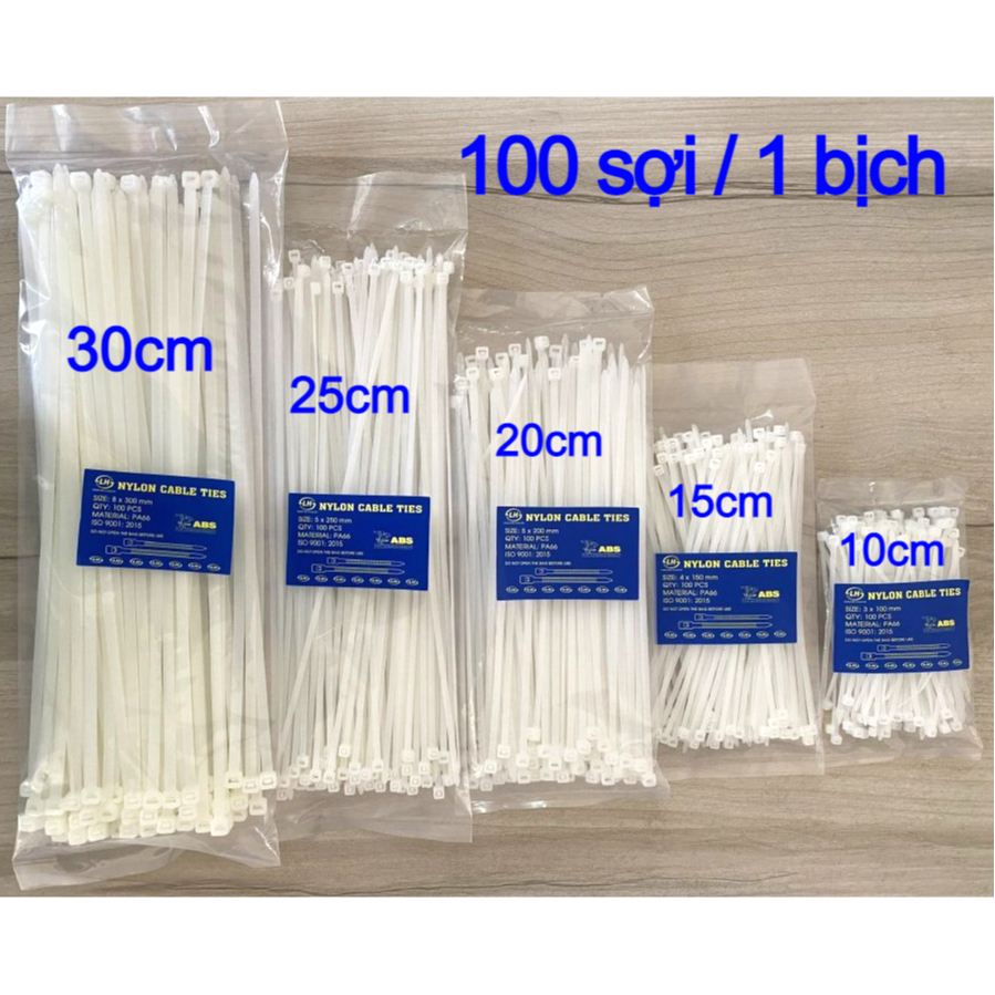 Dây Rút Nhựa Dây Thít Nhựa 10cm, 20cm, 30cm Trắng, Đen 100 Sợi / 1 Bịch | Shopee Việt Nam