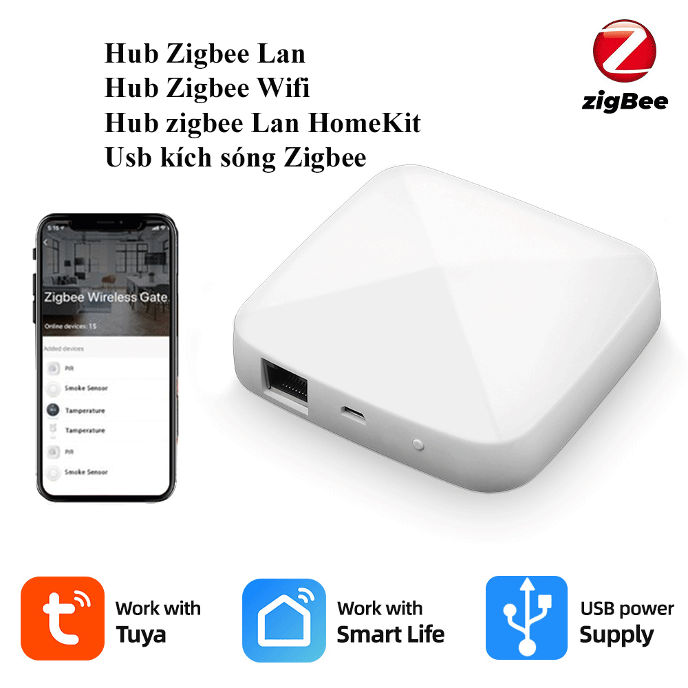 Bộ điều khiển nhà trung tâm Hub Zigbee Tuya /hub zigbee wifi/hub zigbee ...