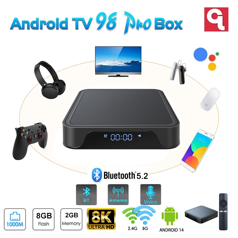 TV98pro 8k Android TV Box 16+256GB Bluetooth điều khiển từ xa điều ...