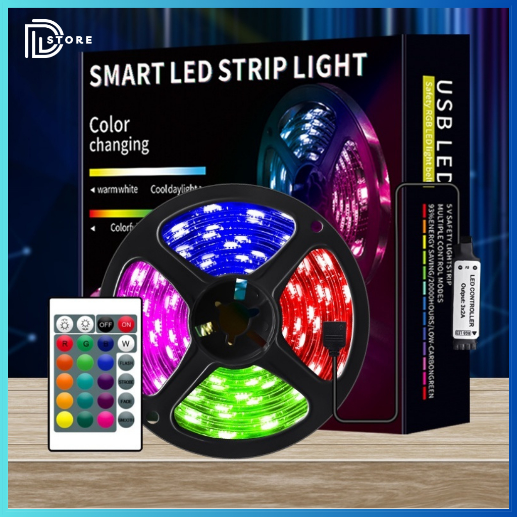 Đèn led dây RGB 16 triệu màu điều khiển bằng remote, Cuộn dây led ...