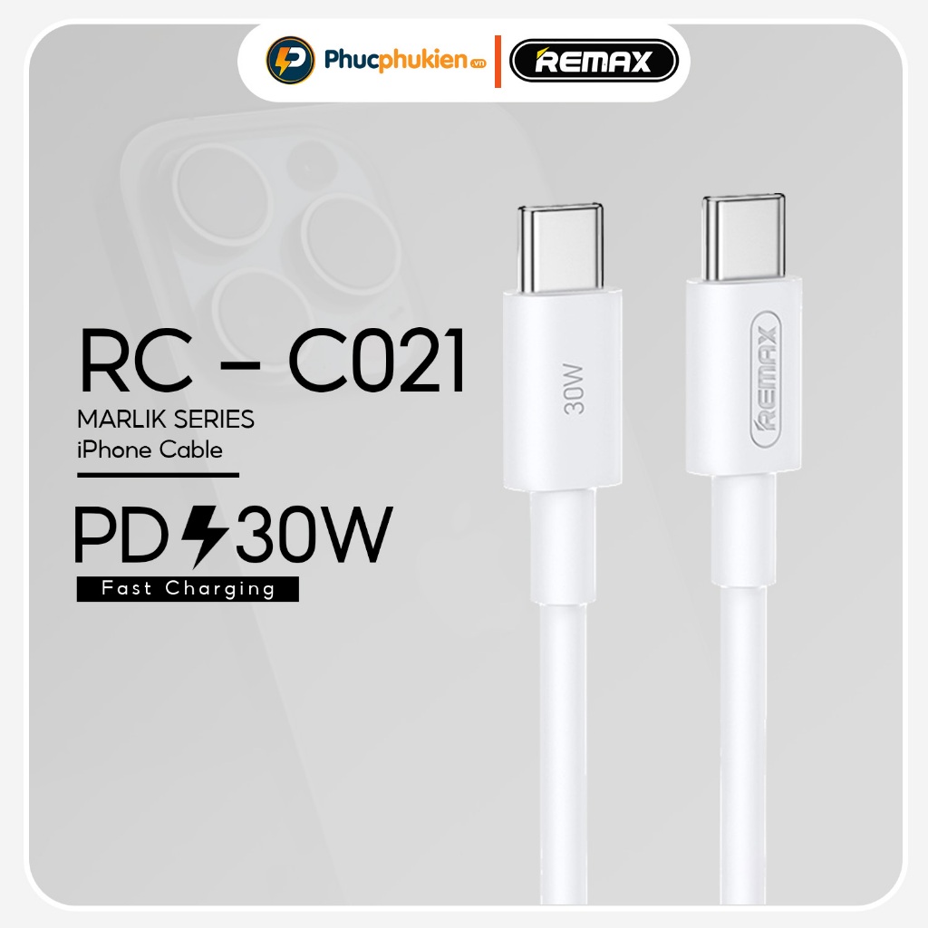 Remax C021 - Dây sạc type c to type c dài 2m sạc nhanh 30w chuẩn PD cho 15 series - Phúc Phụ ...